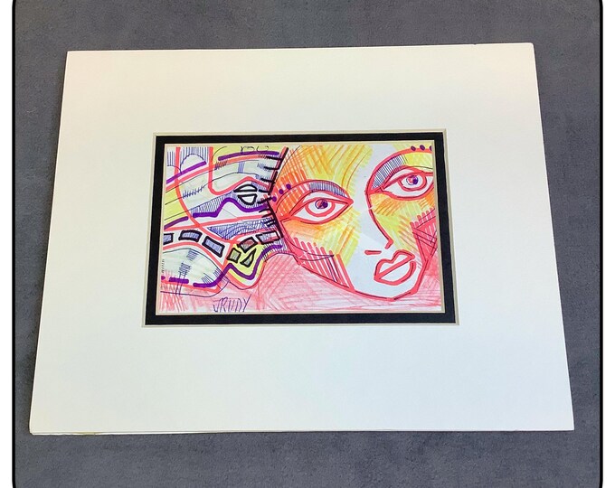 Original Outsider Art, "girl's Face" on an Envelope by Jrudy, 8" X 10 ...