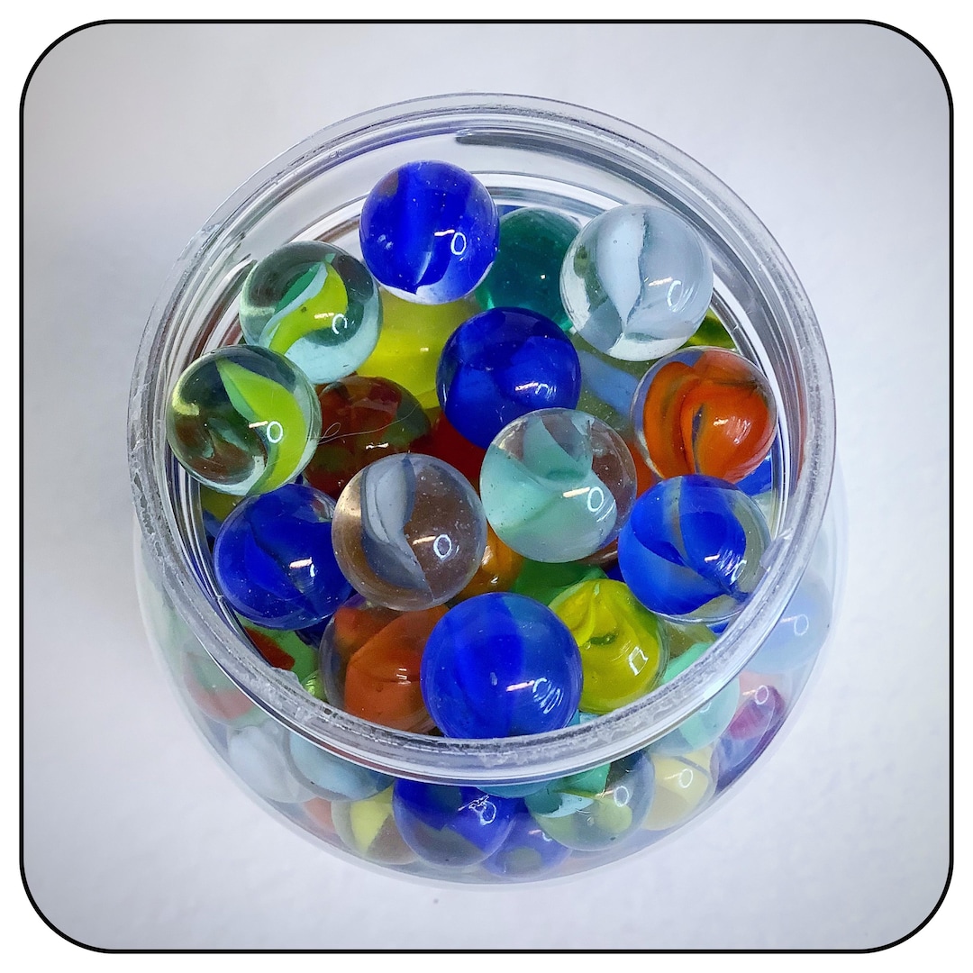 Jar of Vintage "cat's Eye" Marbles, Containing 250 Assorted Colors of ...