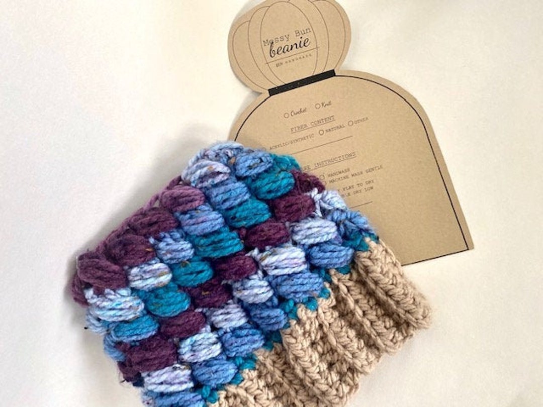PRINTABLE Messy Bun Beanie Display Card, Care Card for Beanie, Craft ...