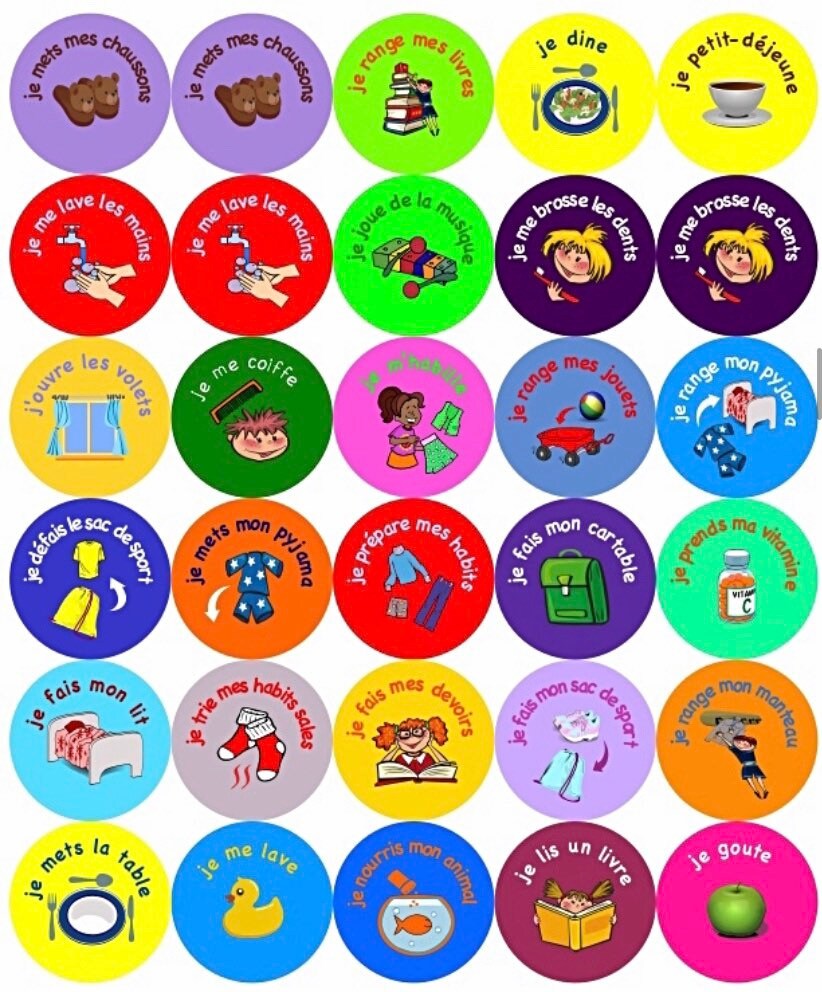 Tableau des Routines pour enfant d'inspiration Montessori en forme de ...