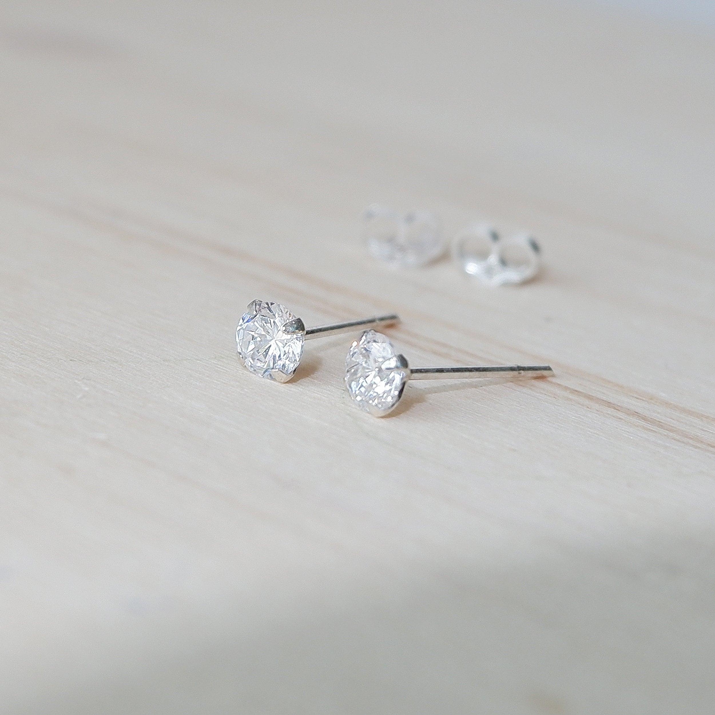 4mm CZ Stud Earrings 925 Sterling Silver Cubic Zirconia - Etsy