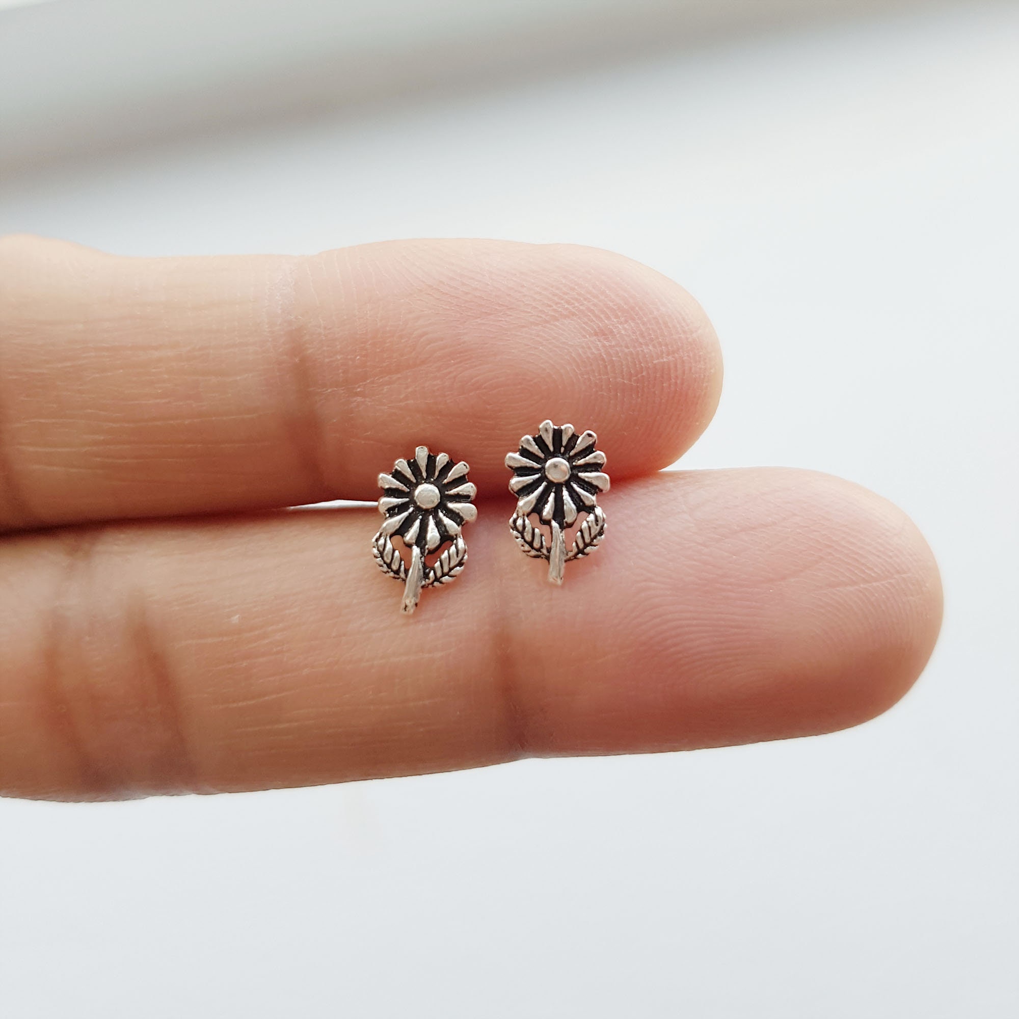 925 Sterling Silver Flower Earrings Flower Stud Earrings | Etsy