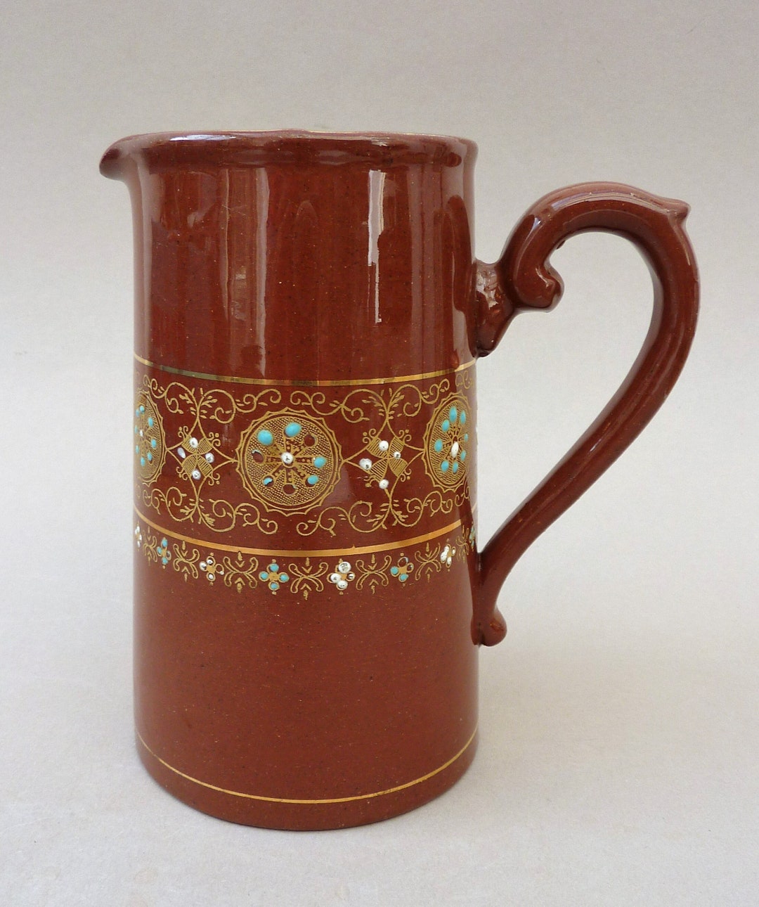 Creek Border Pottery Antique Redware Milk Jug - Etsy