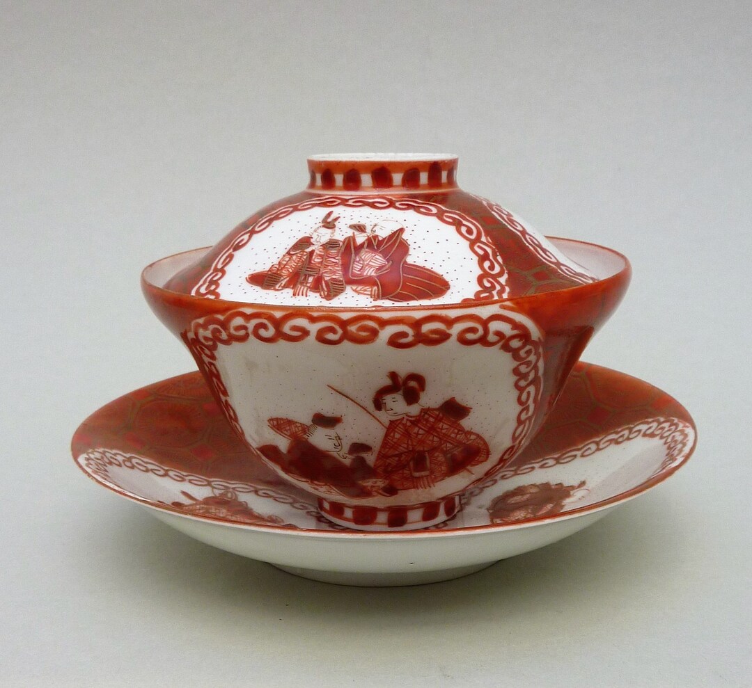 Japanese Meiji Hirado Mikawachi Lidded Bowl With Saucer - Etsy