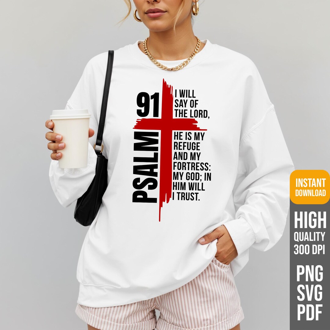 Psalm 91 Cross SVG PNG: Christian Bible Verse | Catholic Art Tshirt ...