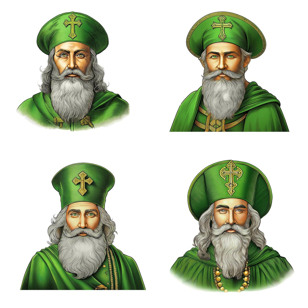 St Patricks Day Portrait Clipart, Realistic St Patrick PNG PDF ...