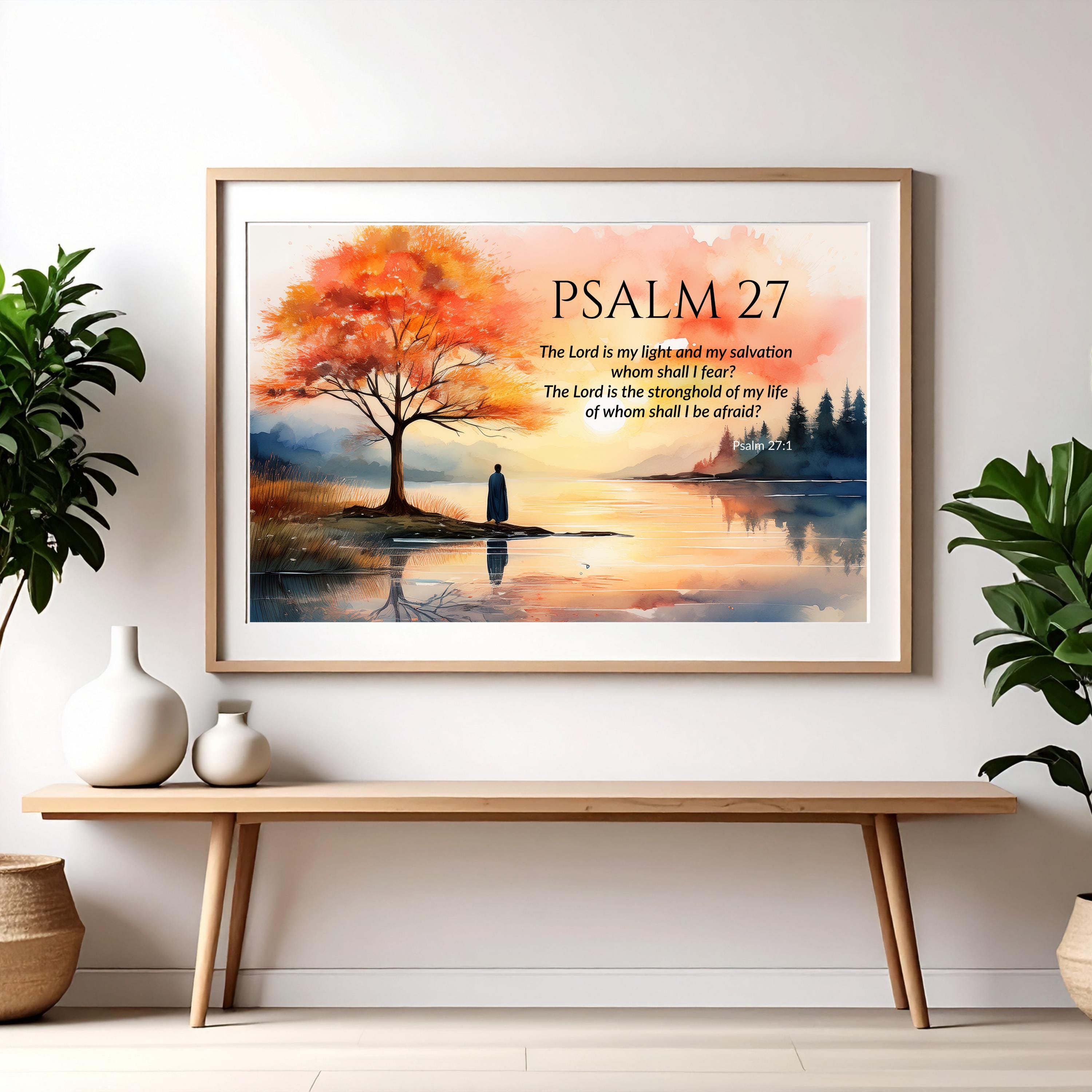 Psalm 27 Wall Art | Watercolor Christian Wall Decor - the Lord is My ...