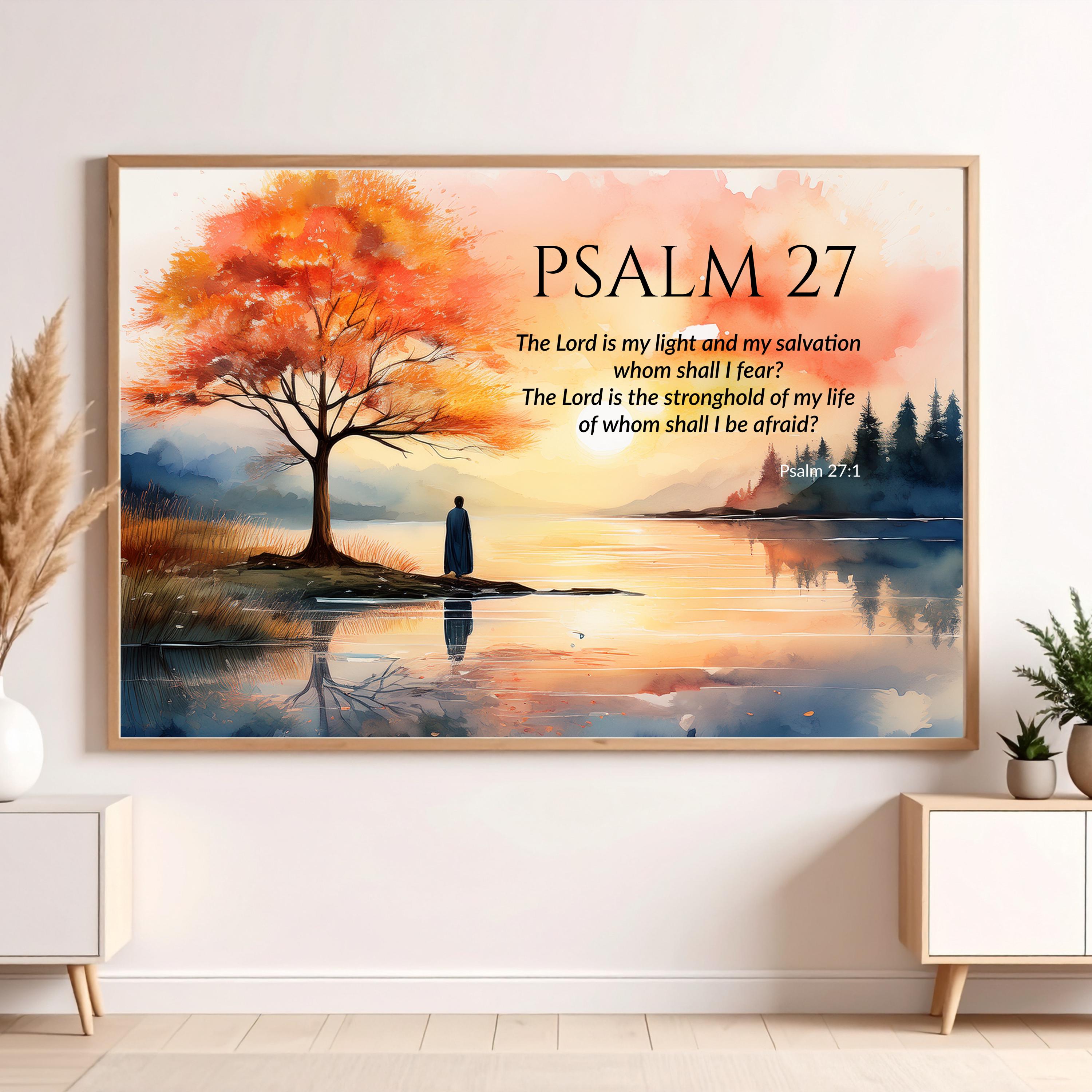 Psalm 27 Wall Art | Watercolor Christian Wall Decor - the Lord is My ...
