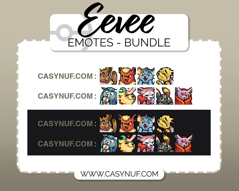 Eeveelution Pokemon Emotes for Twitch, Discord and Youtube. Eevee ...