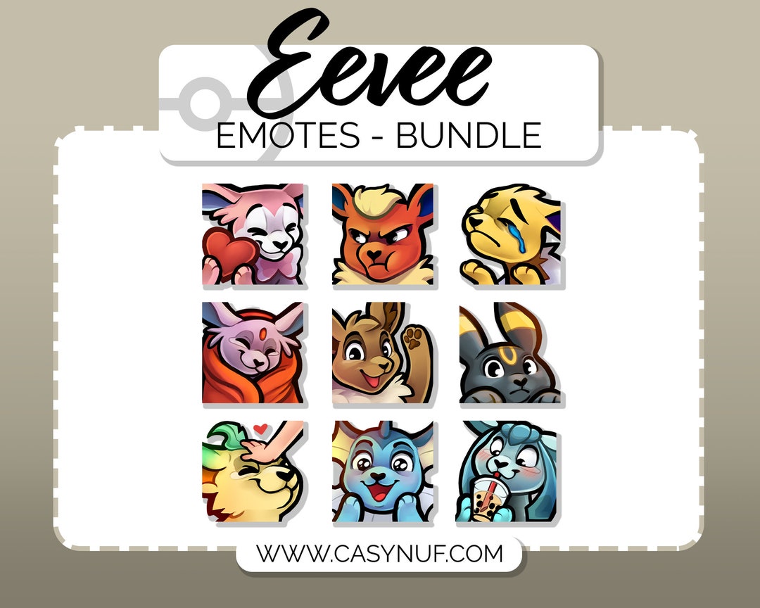 Eeveelution Pokemon Emotes for Twitch, Discord and Youtube. Eevee ...