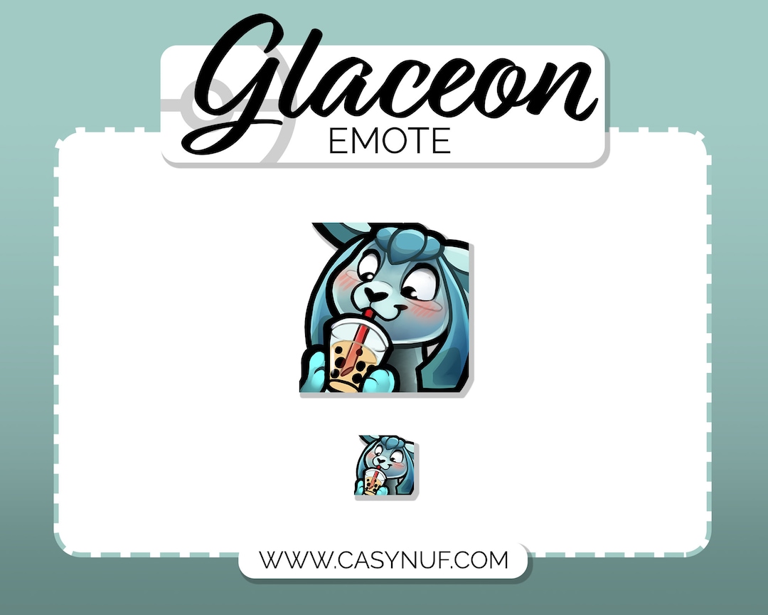 Glaceon Pokemon Emotes for Twitch, Discord, Youtube Sip Boba Tea Cute ...