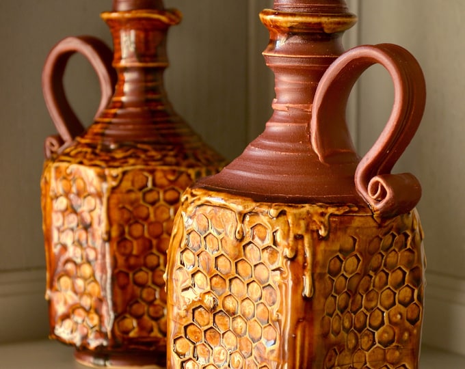 Handmade Ceramic Pitcher Wine, Honeycomb Decor, Pitcher Whiskey ...