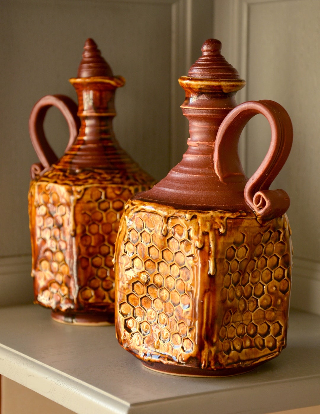 Handmade Ceramic Pitcher Wine, Honeycomb Decor, Pitcher Whiskey ...