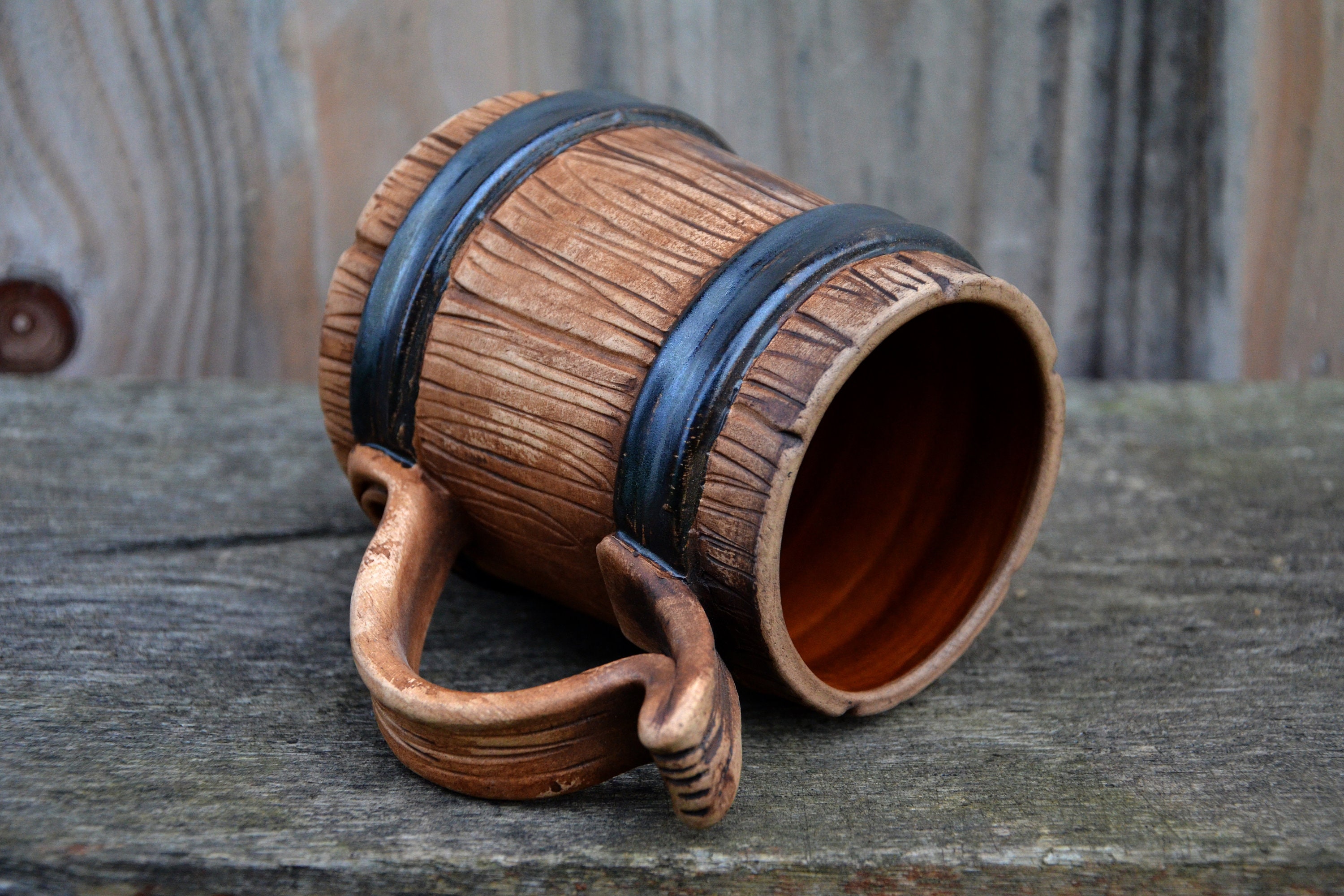 Large Beer Mug Pottery Wood Decor Ceramic Rustic Stile - Etsy Canada