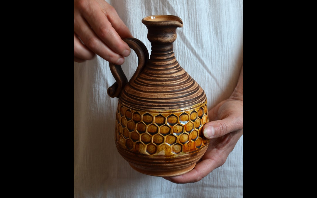 Honey Ceramic Pitcher Wine, Ceramic Jug, Handmade Ceramics Juice ...