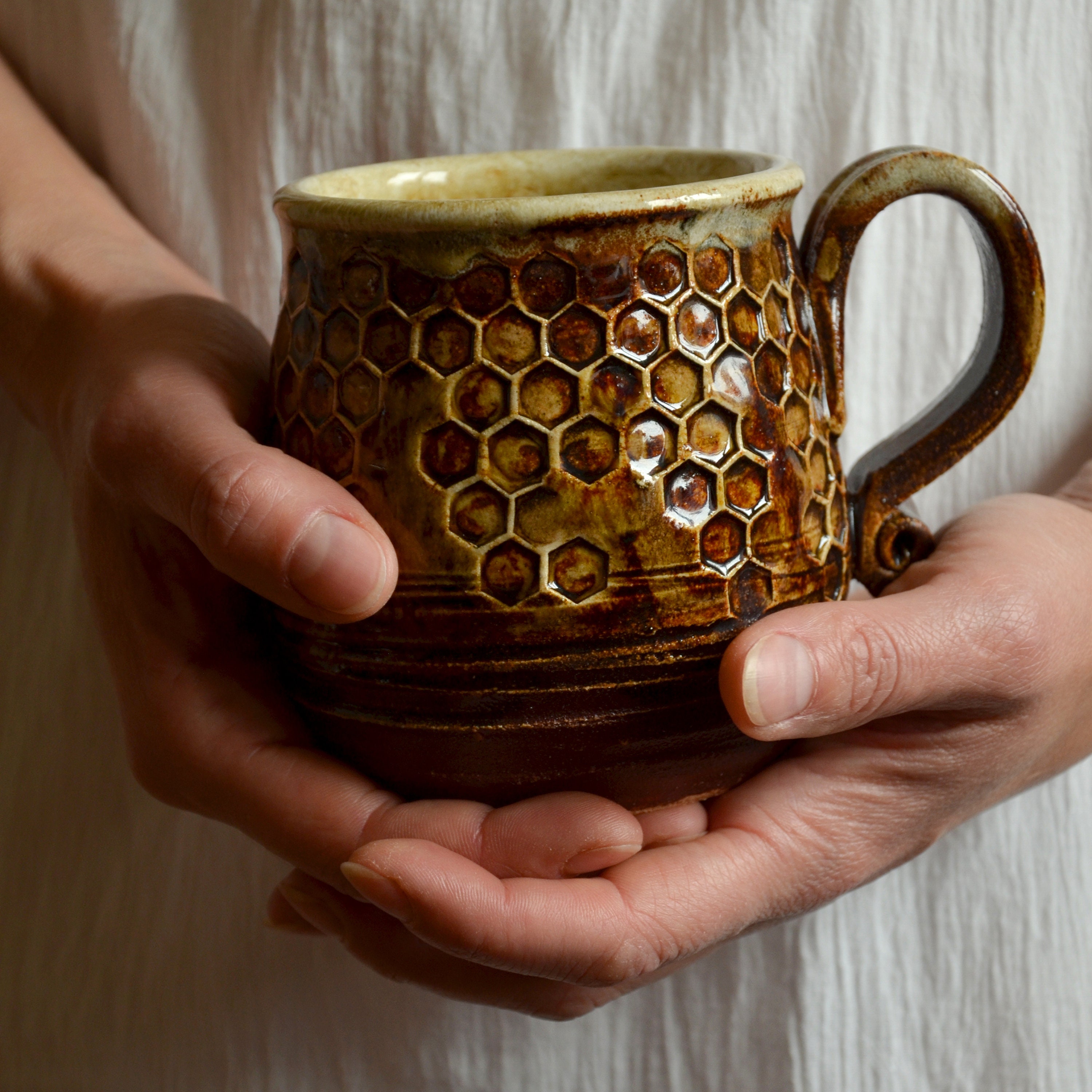Coffee Cup Pottery Handmade Honeycomb Cup Bee Pottery Cup | Etsy