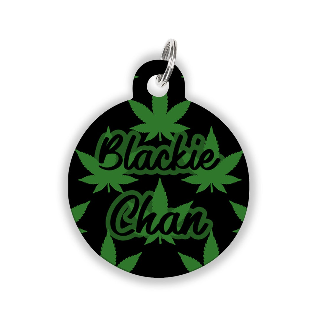 Pot Leaf Pet Name Tag, Funny Pet ID Tag, Marijuana Dog Tag Personalized ...