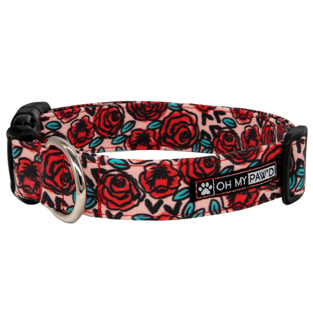 Floral Dog Collar Wedding Red Roses Dog Collar Valentines - Etsy