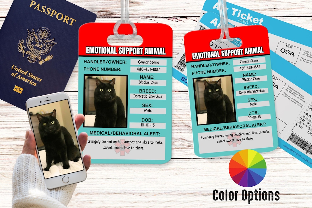 Custom ESA Cat Carrier Tag - Emotional Support Cat Bag Tag, Pet Carrier ...