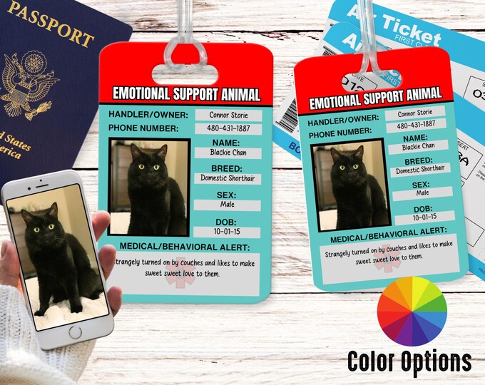 Custom Emotional Support Animal ID Tag, Personalized ESA Badge for Dogs ...