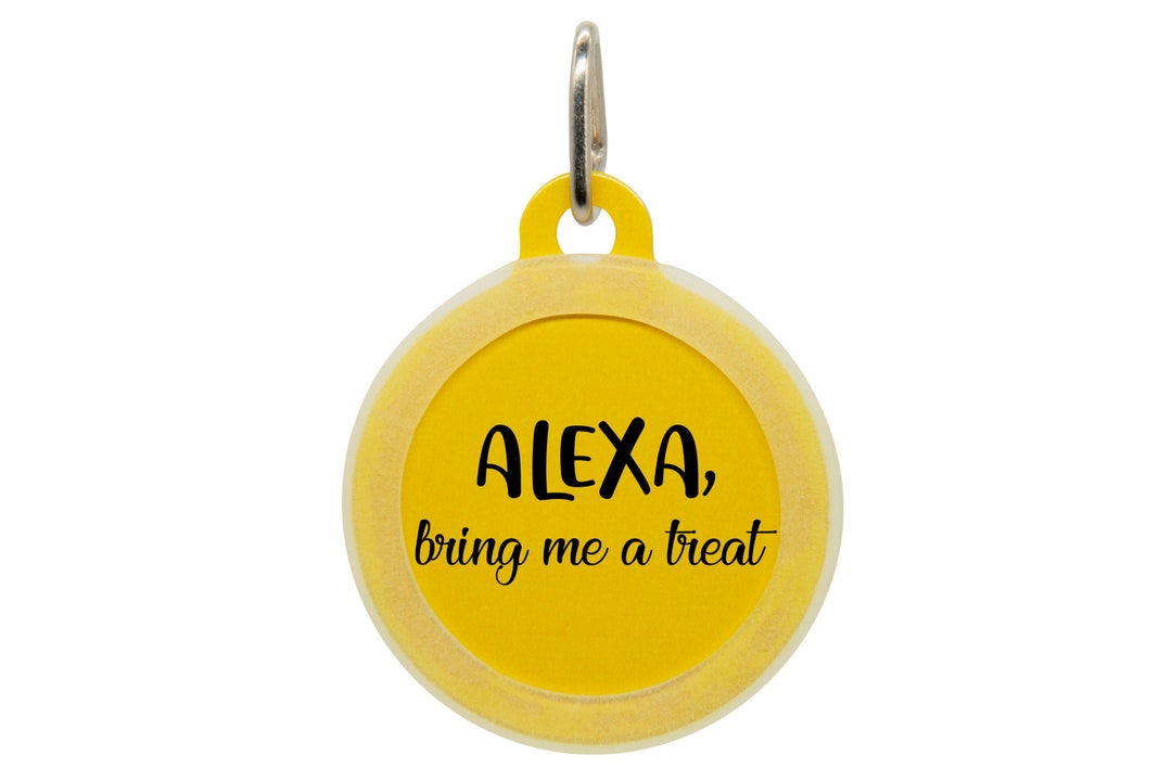 Alexa Bring Me a Treat Dog Tag for Small Dogs, Yellow Dog Tags With ...