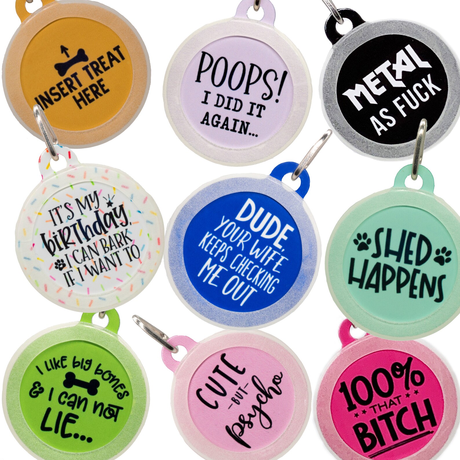 Shed Happens Dog Tags Funny Cute Dog Tags Noiseless Colorful | Etsy