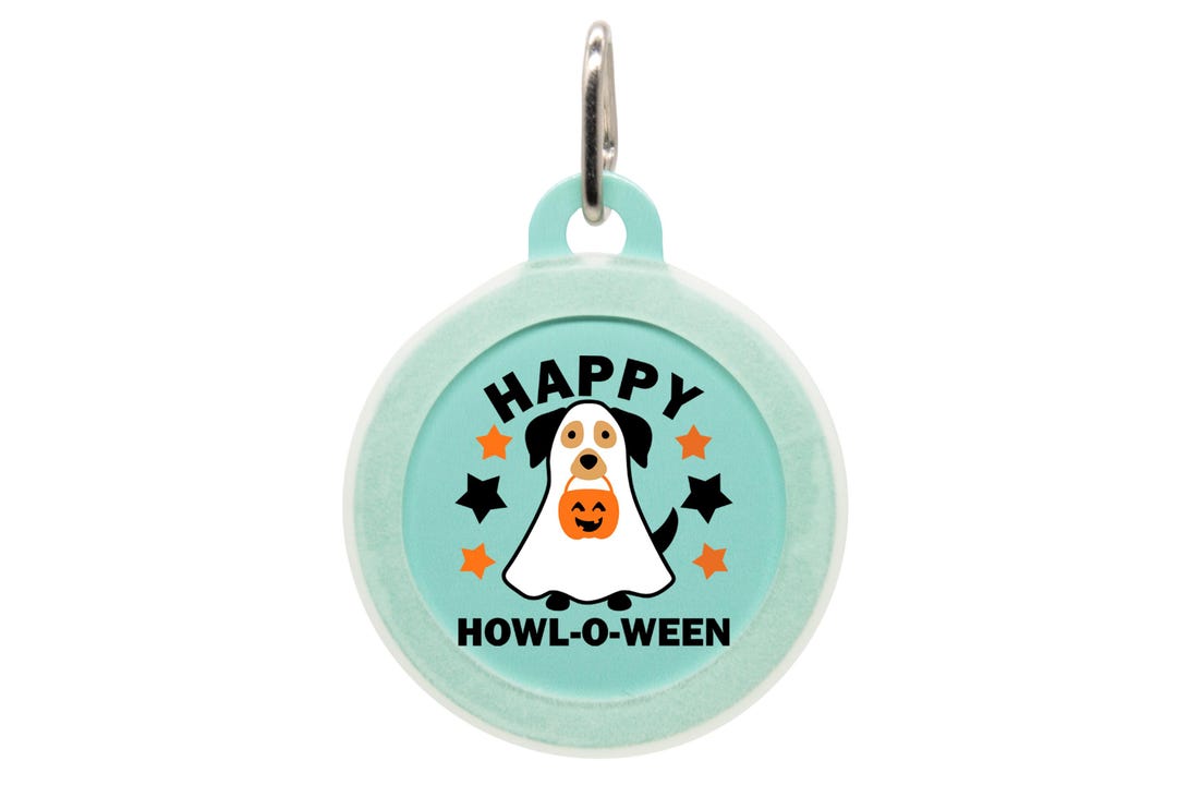 Halloween Dog ID Tag - Happy Howl-o-ween Pet Tag, Custom Engraved Puppy ...