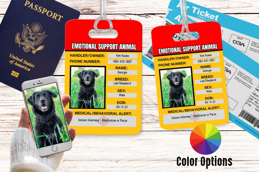 ESA Dog Carrier Tag Emotional Support Dog, Custom ID Tag for Support ...