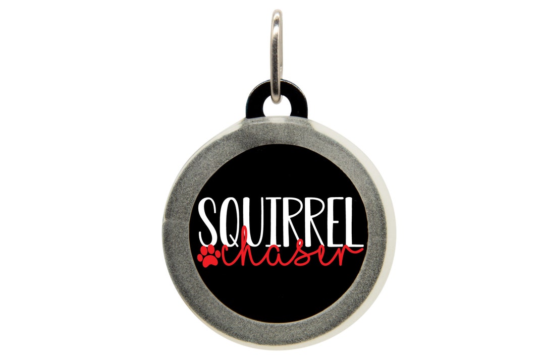 Squirrel Chaser Dog ID Tag Circle Dog Tags With Address Two - Etsy