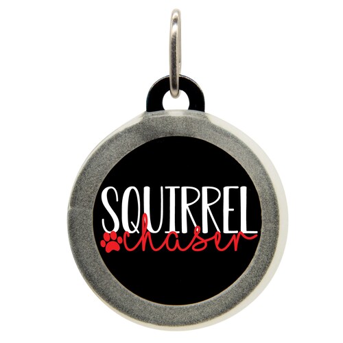 Squirrel Chaser Dog ID Tag Circle Dog Tags With Address Two - Etsy