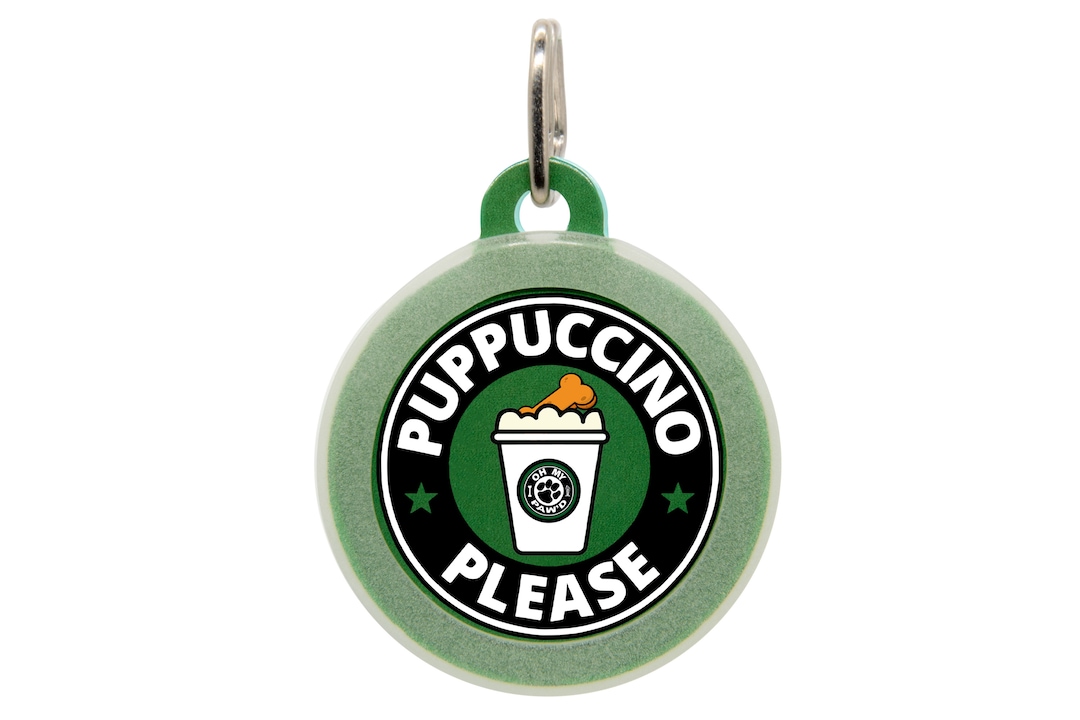 Puppuccino Please Quiet Pet Tag, Pupcup Female Dog Tag, Puppuccino Cup ...