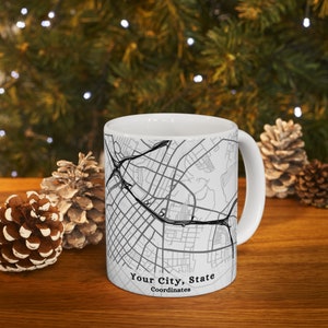 Personalized City State Map Coffee Mug Custom Black and White Urban ...