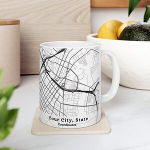 Personalized City State Map Coffee Mug Custom Black and White Urban ...