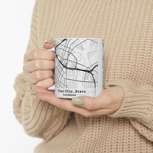 Personalized City State Map Coffee Mug Custom Black and White Urban ...
