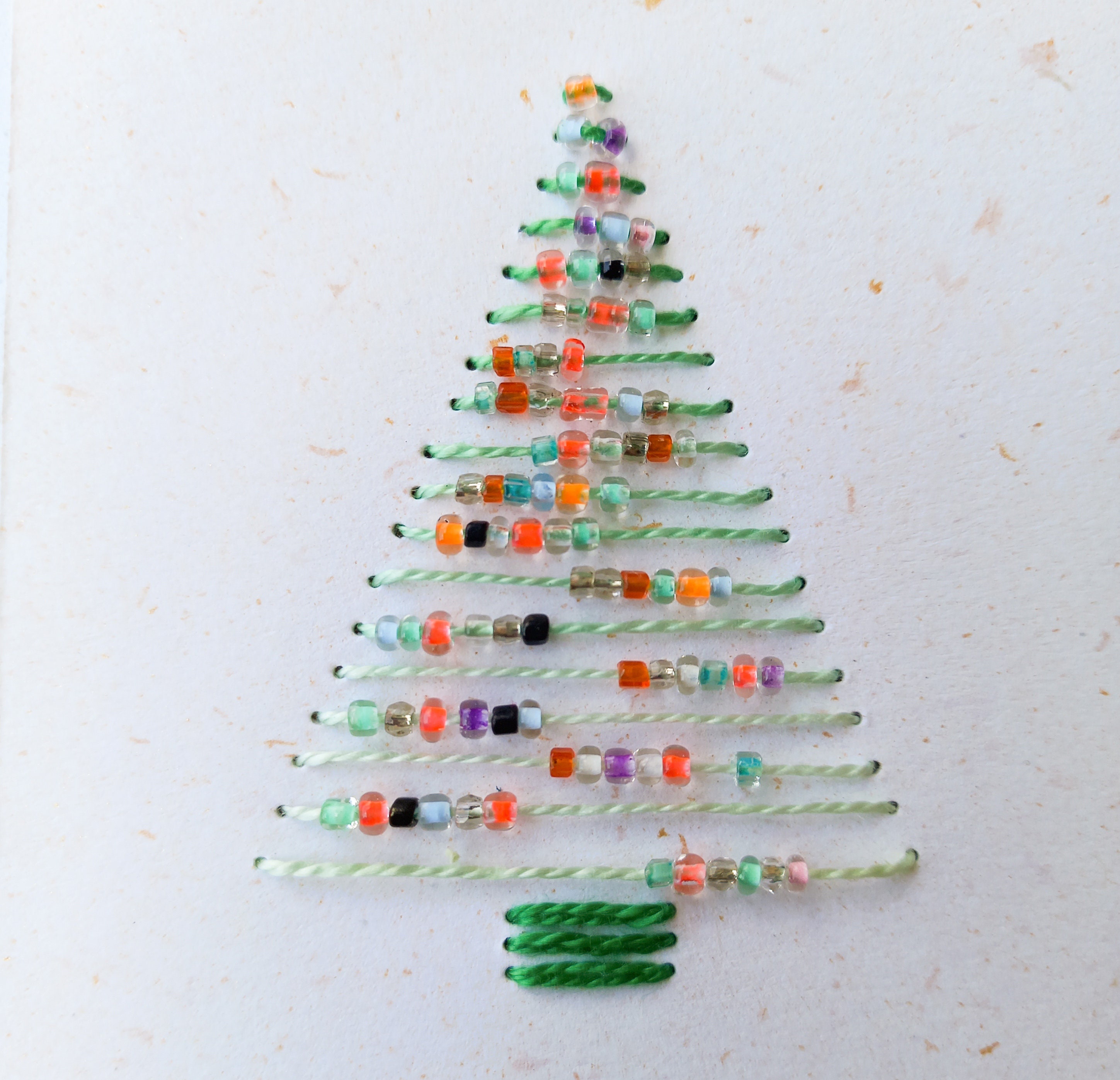 Handmade Embroidered Christmas Tree Card: Beaded Holiday Card - Etsy