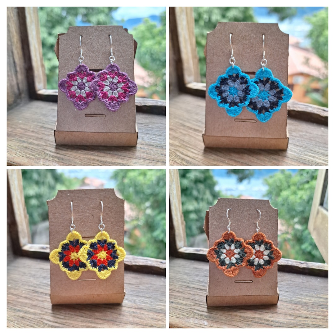 Micro Crochet Earrings, Sterling Silver Textile Jewellery, Microcrochet ...