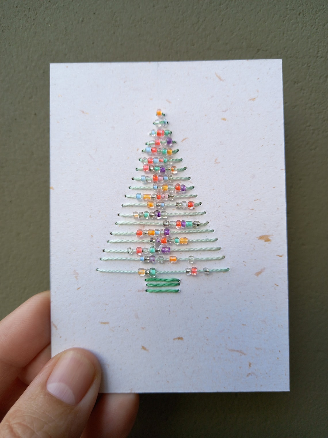 Embroidered Christmas Card Holiday Card Handmade Embroidery Christmas ...