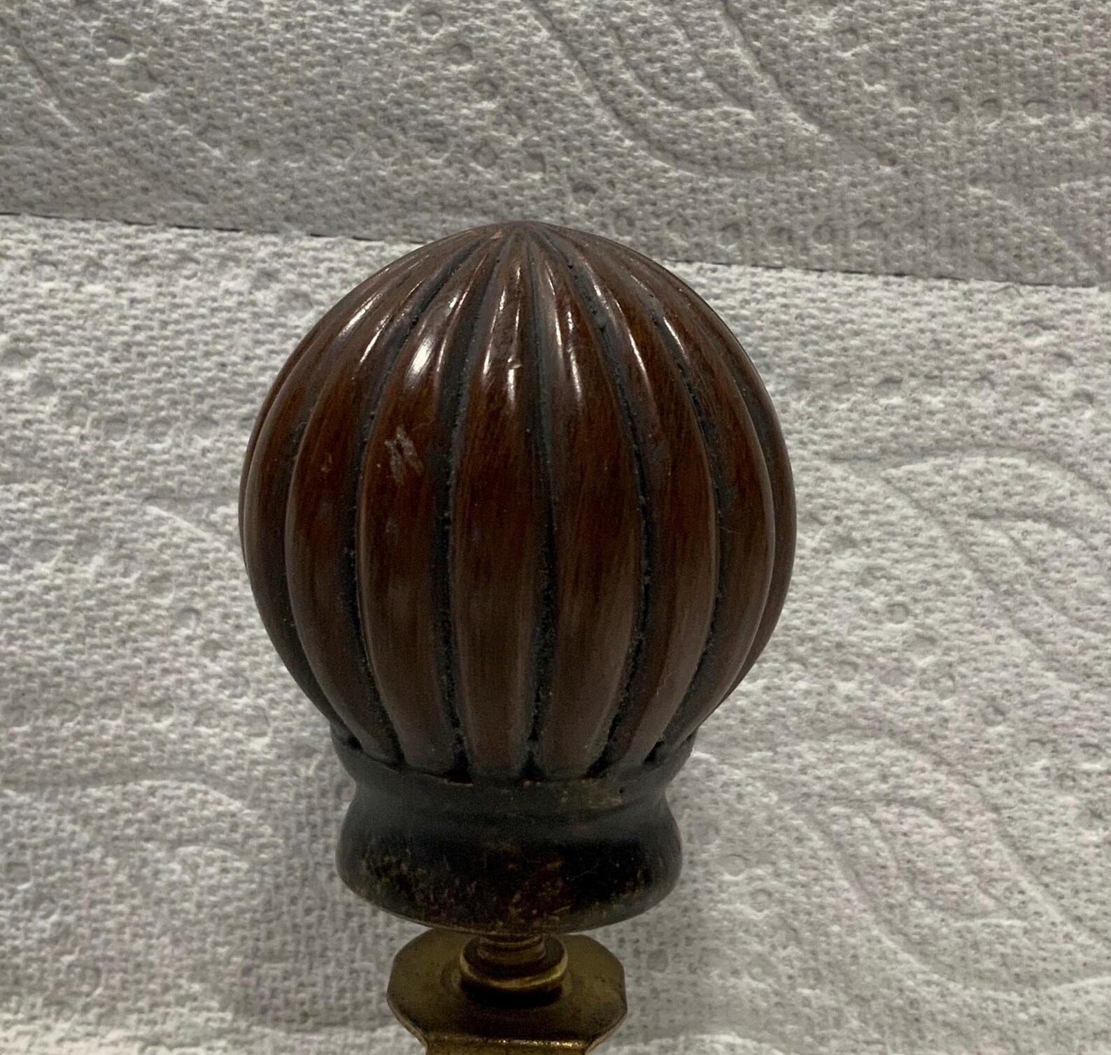 Antique Brown Finish Ribbed Ball Shape Lamp Finial Topper 2 1/4”- Free ...
