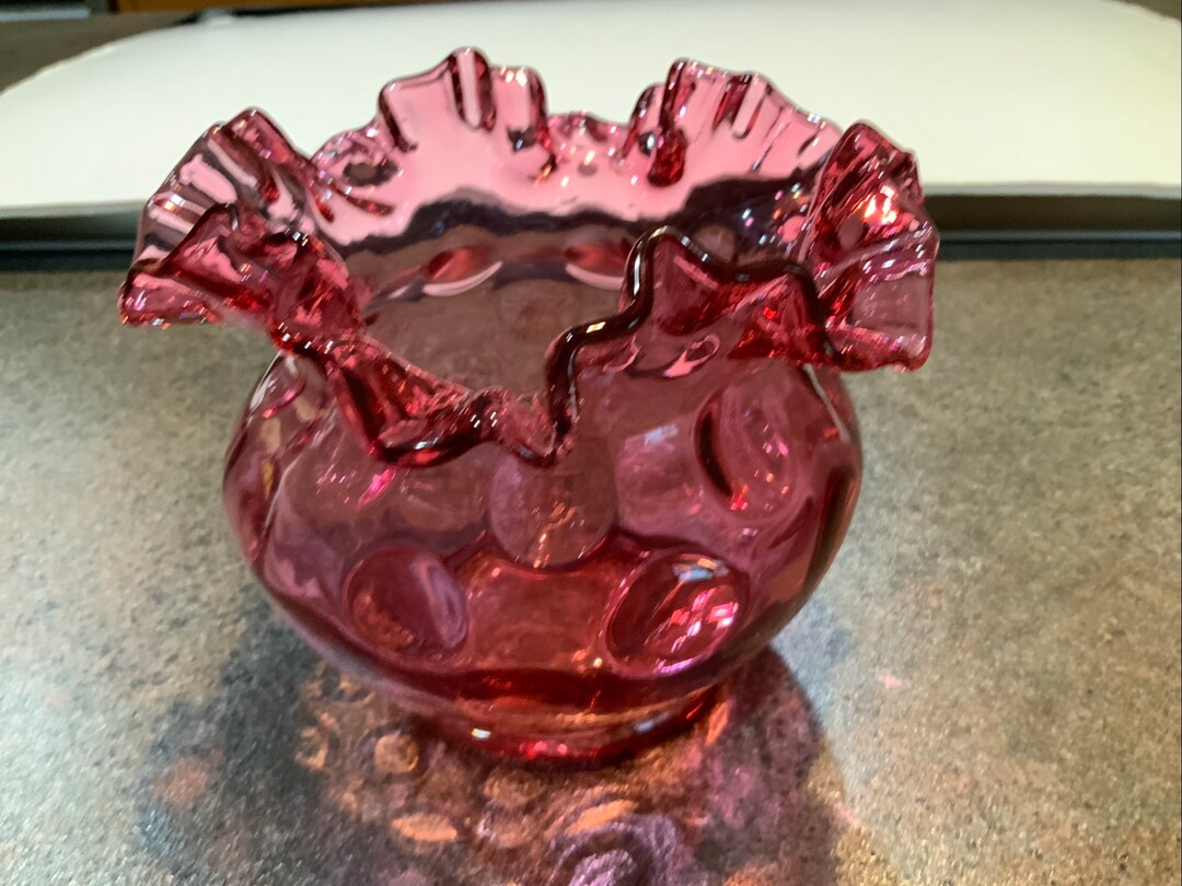 Fenton Ruby Cranberry Coinspot Glass Small Vase - Etsy