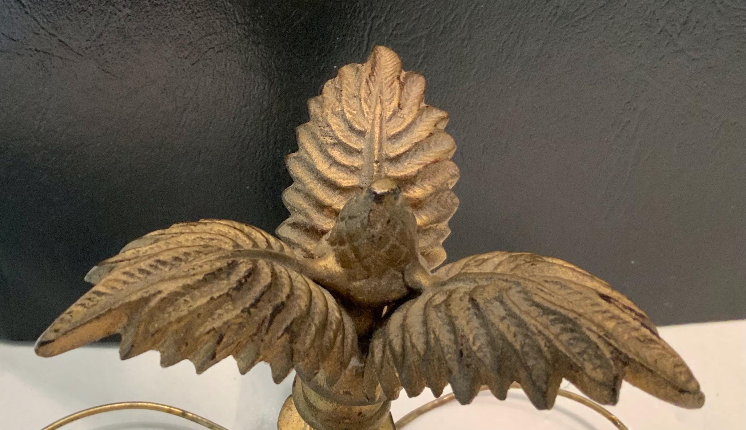 Vintage Solid Brass Finial Topper: Floral Leaf Design, Antique Finish ...