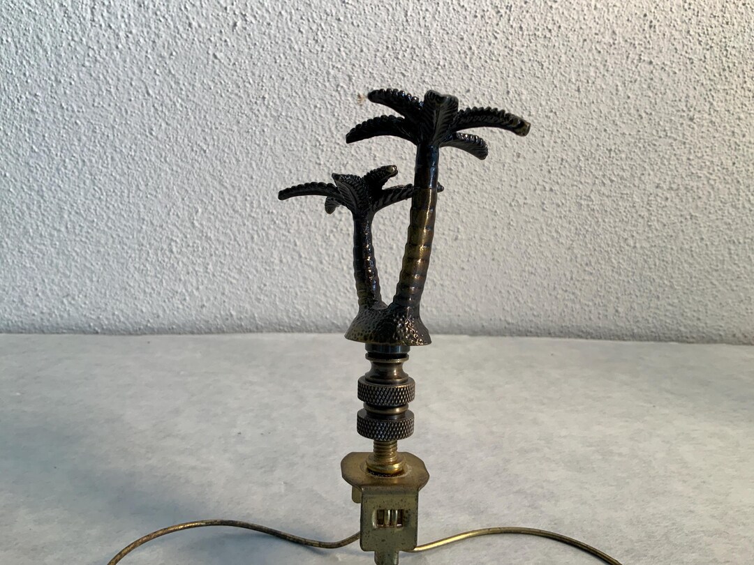 3” Palm Tree’s Solid Brass Shape Lamp Finial Topper Older Antique Brass ...