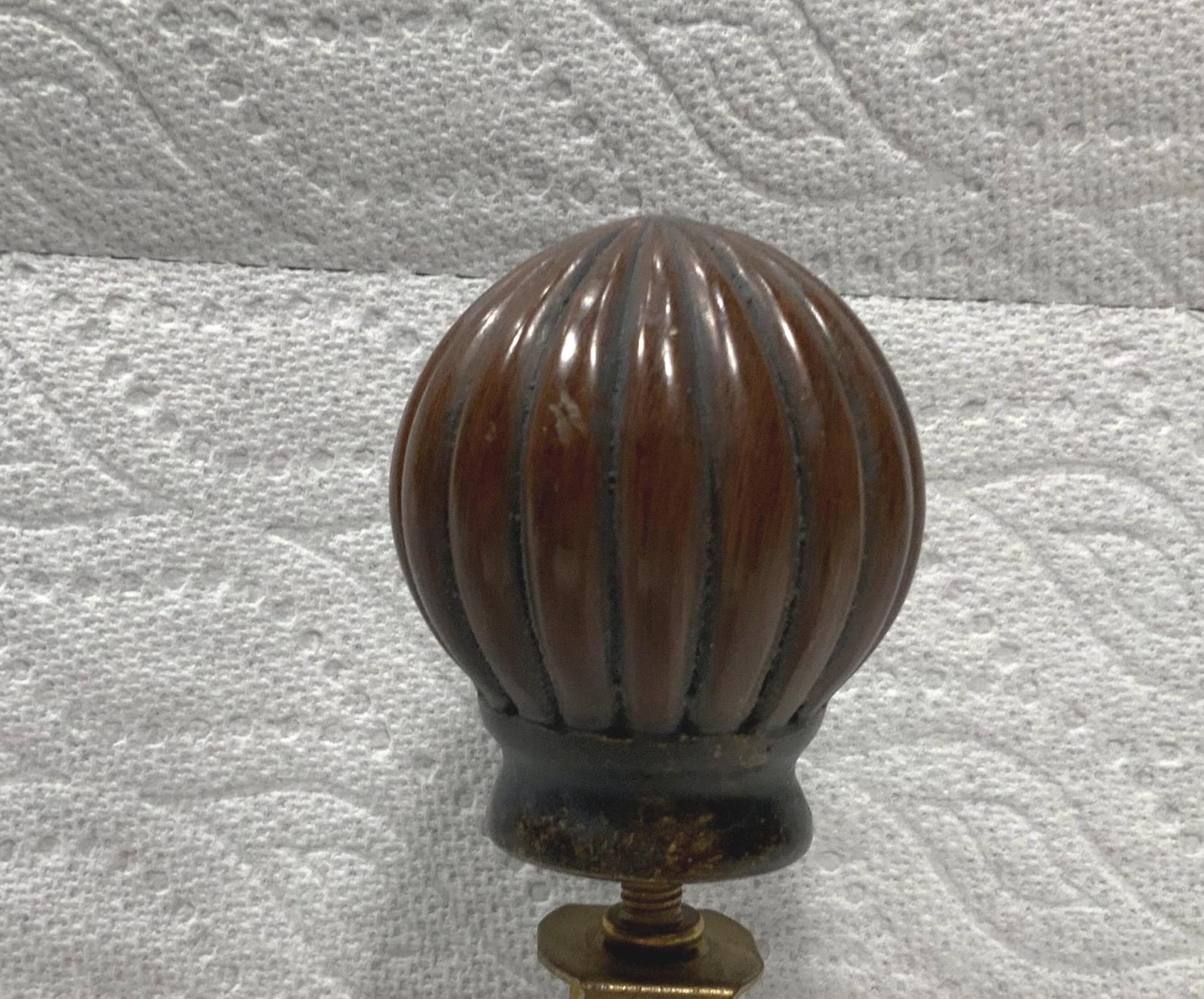 Antique Brown Finish Ribbed Ball Shape Lamp Finial Topper 2 1/4”- Free ...