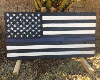 Thin Blue Line Wood Flag Thin Blue Line Flag US Flag Police