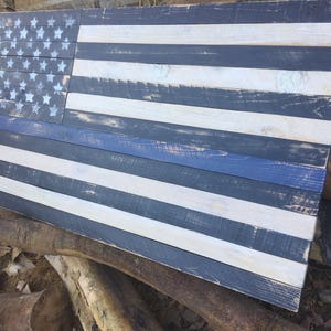 Thin Blue Line Flag, Wood Flag, Thin Blue Line Wood Flag, Thin Blue ...