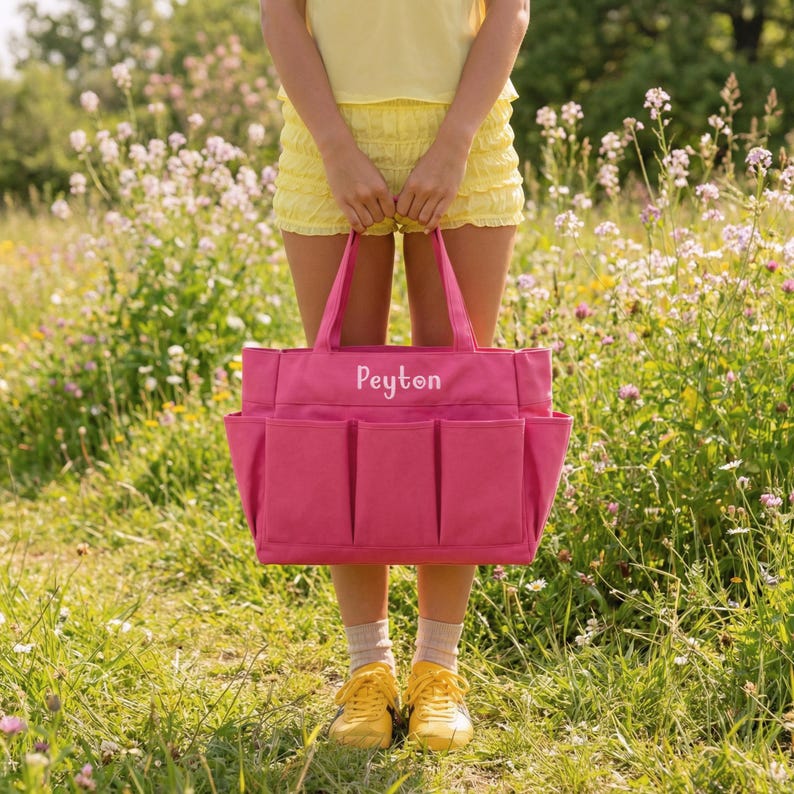 Personalized Utility Tote Bag: Monogrammed Tool Bag With Pockets ...