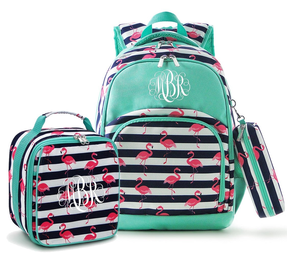 Backpack Set with Lunch Box Pencil Case Navy Stripes | Etsy