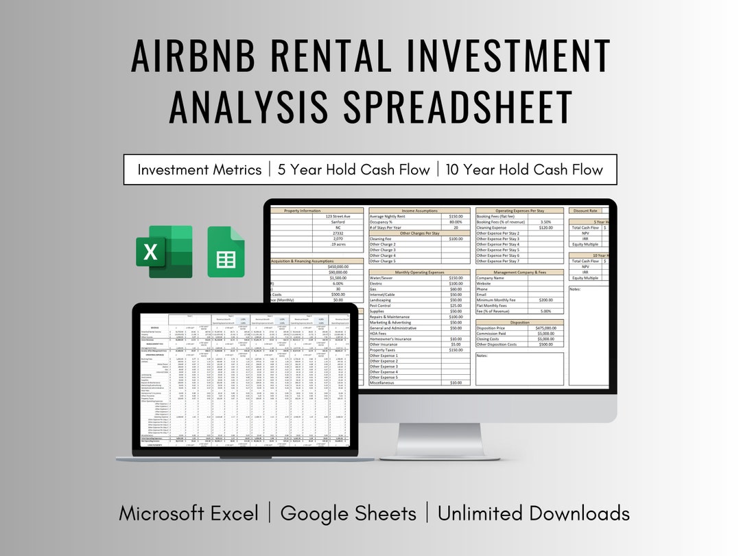 Airbnb Investment Analysis Spreadsheet for Excel and Google Sheets ...