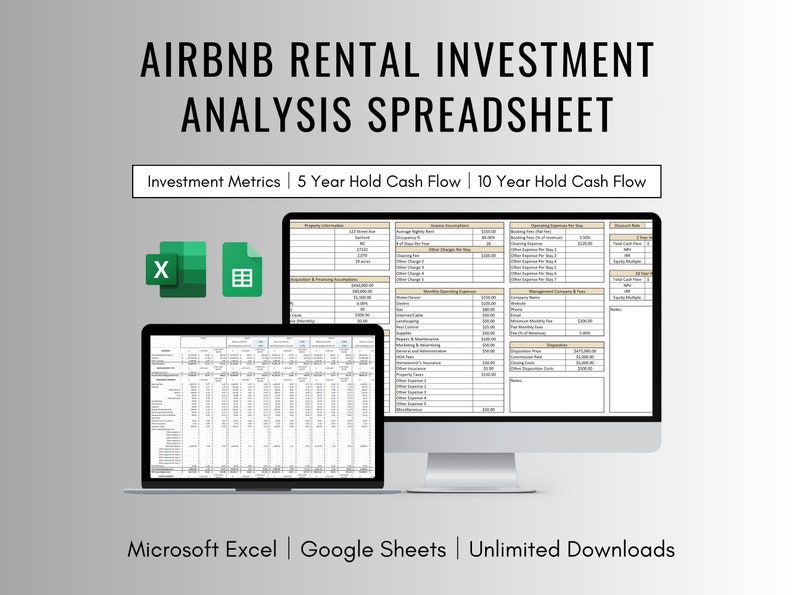 Airbnb Investment Pro Forma Spreadsheet for Excel and Google Sheets ...