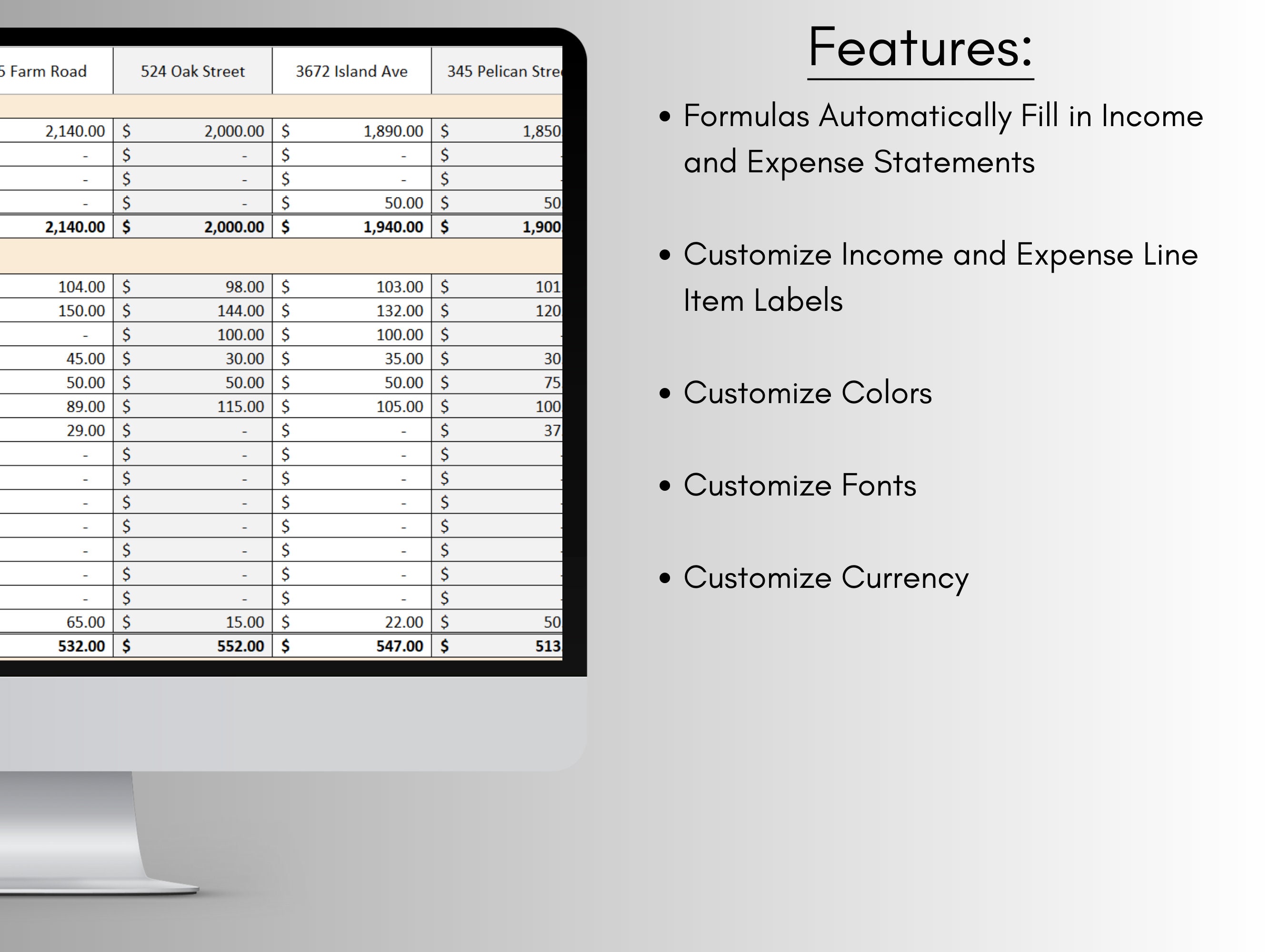 Rental Property Accounting Spreadsheet for Excel and Google Sheets ...
