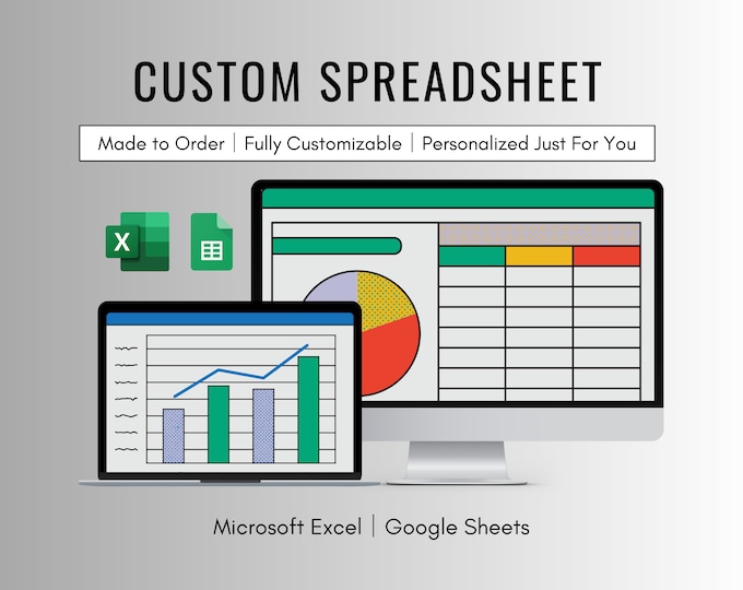 Custom Spreadsheet for Microsoft Excel - Personalized Spreadsheet Design for Personal or ...